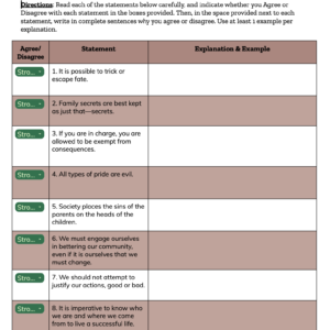 Engaging Activity: Anticipation Guide Template · LETTERS AND LEAVES